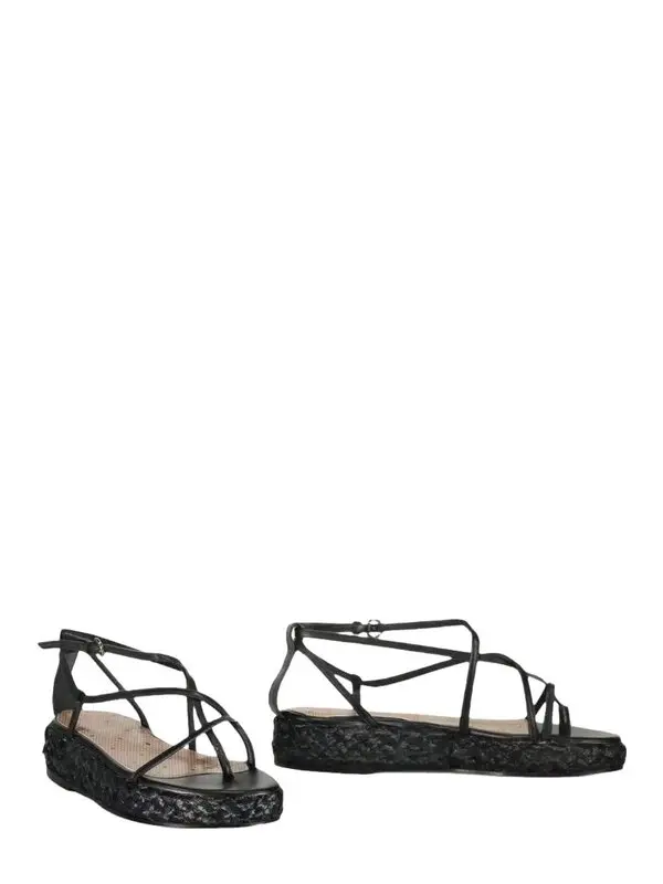 Red Valentino Braided Sole Cage Strap Sandals - Black