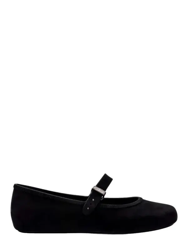 Melissa Soft Velvet-effect Buckle-fastening Ballet Flats - Black