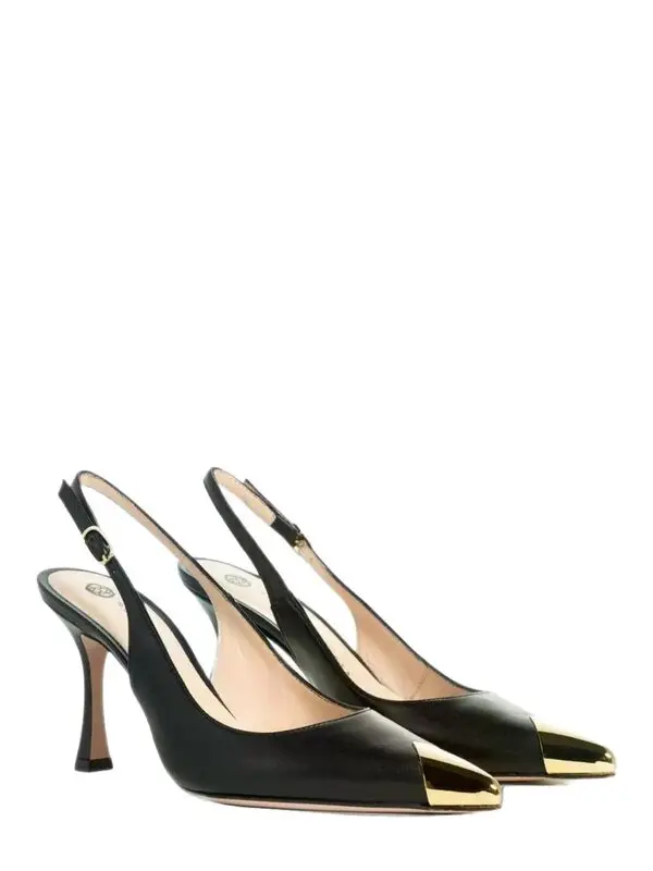 Roberto Festa Lavinia Pointed Toe Slingback Pumps With Metal Cap Toe - Black
