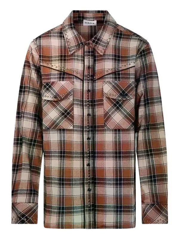 P.a.r.o.s.h Stud-embellished Checked Shirt - Brown