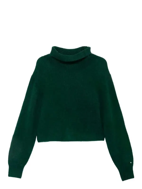Maje Turtleneck Sweater With Ribbed Cuffs And Hem - Green