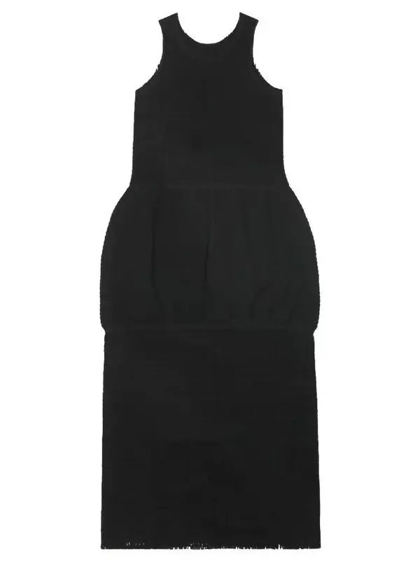Issey Miyake Pleated Racer-back Midi Dress - Black