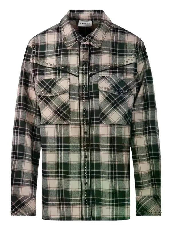P.a.r.o.s.h Stud-embellished Checked Shirt - Green