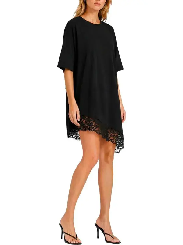 HAMZA Japan V2 Lace-trim Mini Dress - Black