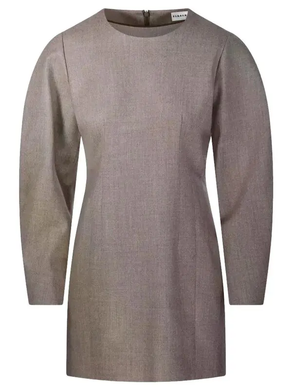 P.a.r.o.s.h Mini Round-neck Puff-sleeve Dress - Brown