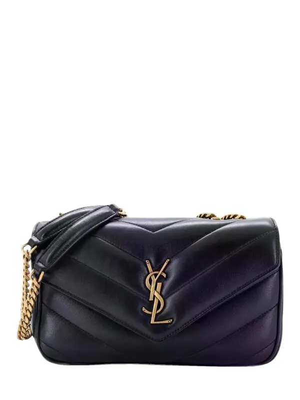 Saint Laurent Loulou Nm Shoulder Bag Matelasse Chevron Leather Small Crossbody Bag - Black