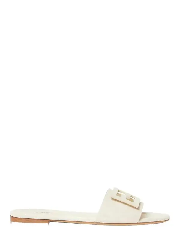 Fendi Baguette Leather Slides - Neutrals