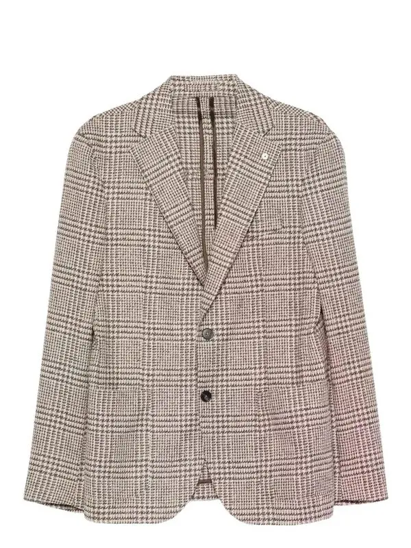LUIGI BIANCHI MANTOVA Prince Of Wales Check Blazer - Neutrals