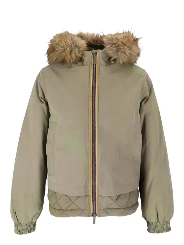 K-WAY Tosca Faux-fur Trim Puffer Jacket - Neutrals