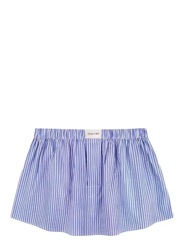 SPORTY & RICH Signature Logo Poplin Mini Skirt - Blue