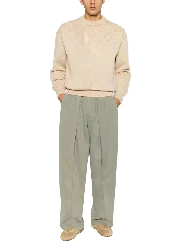 Malo Crew Neck Ribbed Knit Sweater - Neutrals