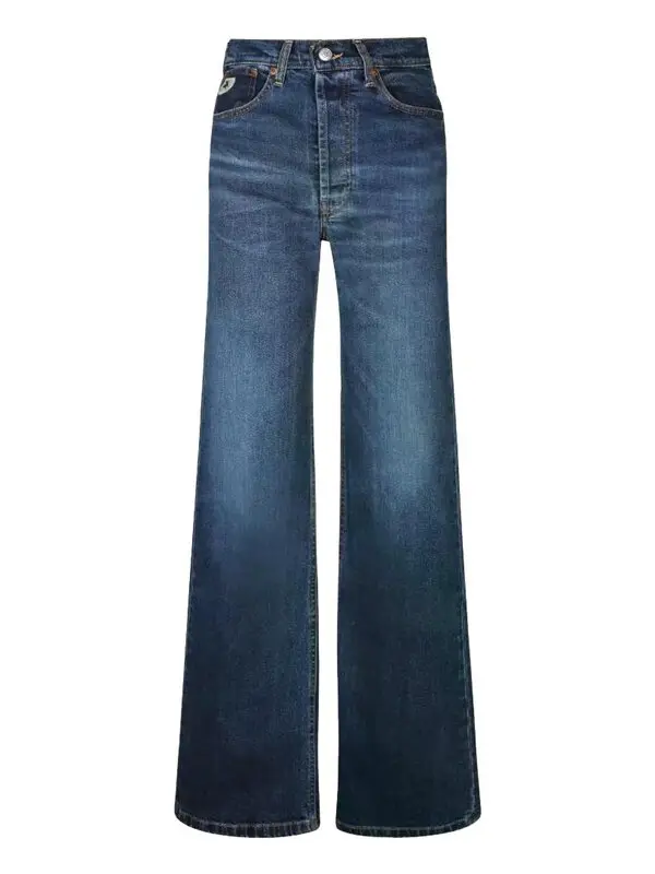 LOIS Logo-patch Wide-leg Jeans - Blue