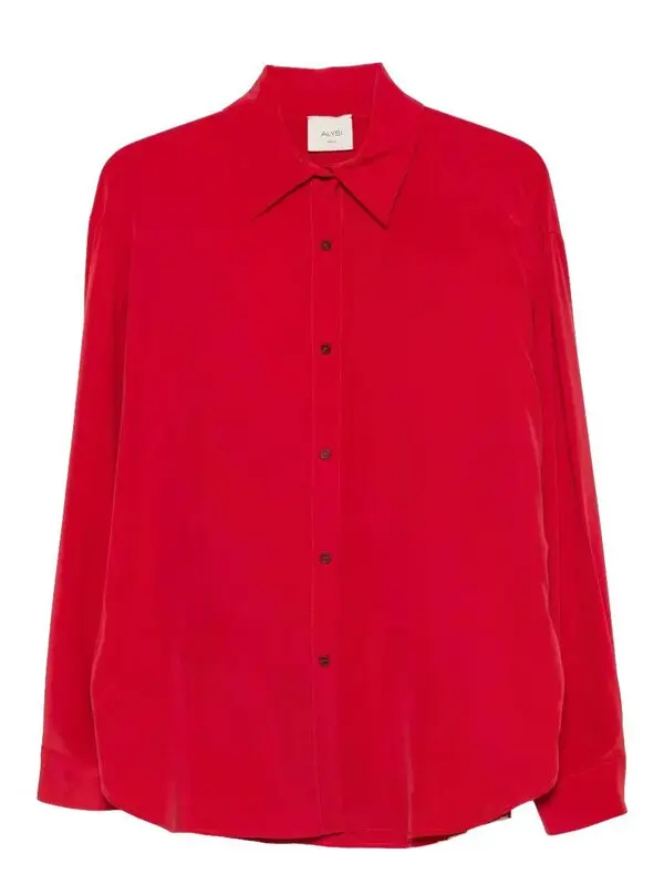 ALYSI Button-down Silk Shirt - Red