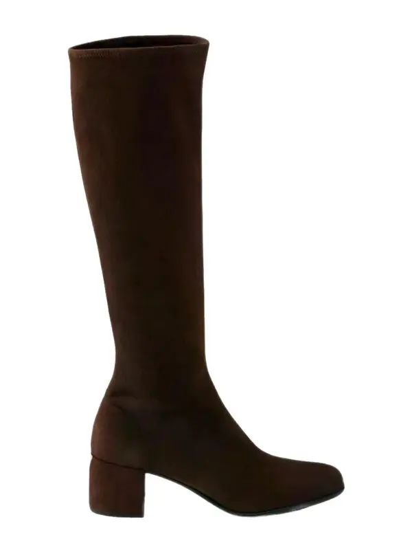 Prada Stretch Suede Knee High Boots - Brown