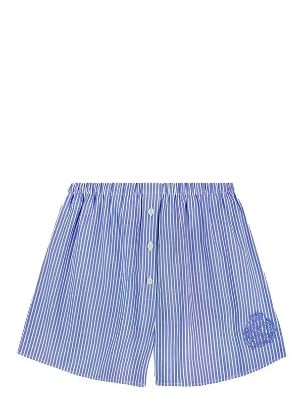 SPORTY & RICH Ny Crest Striped Shorts - Blue