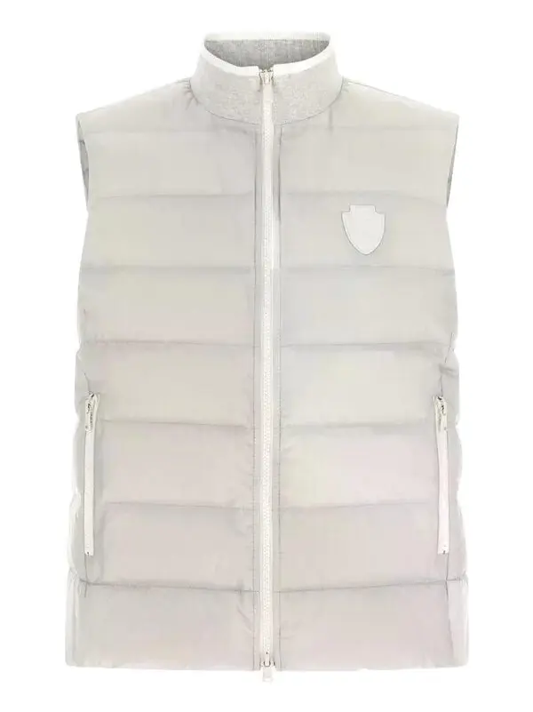 Brunello Cucinelli Heraldic Patch Puffer Vest - Grey