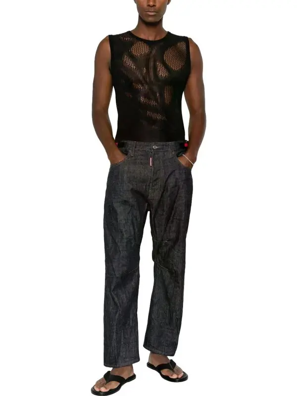 Dsquared2 Dark Wash Logo Patch Jeans - Blue