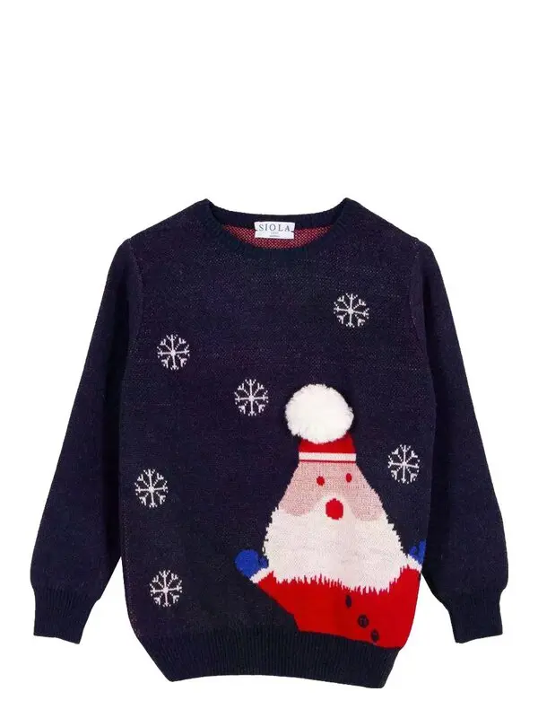 SIOLA Santa Claus Intarsia-knit Sweater - Blue