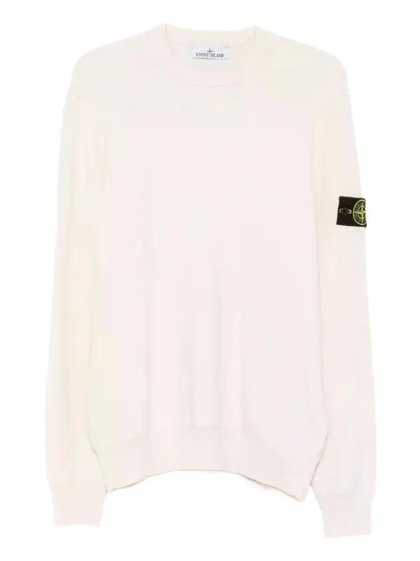 Stone Island Logo Patch Crew Neck Sweater - Neutrals