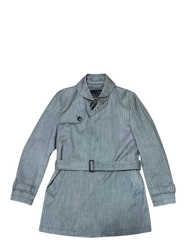 Herno Belted Herringbone Pattern Coat - Grey