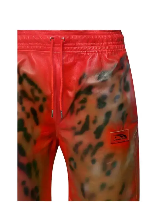 LA MASKARADE Animal-print Leather Track Pants - Red