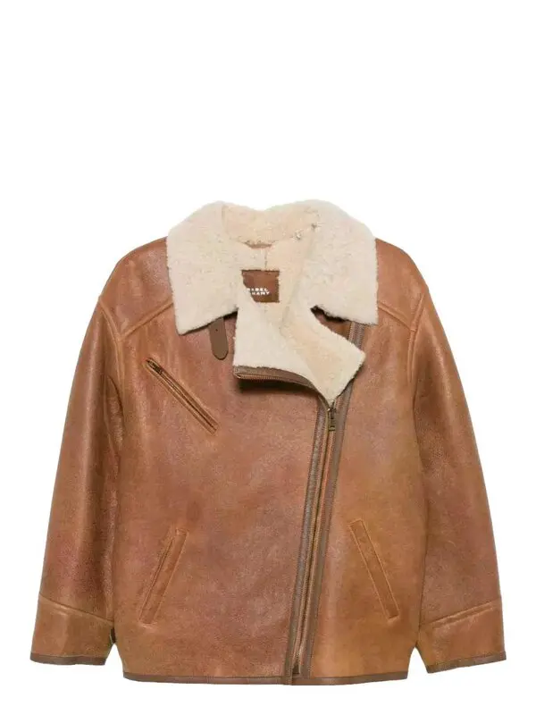 Isabel Marant Étoile Shearling-collar Leather Jacket - Brown