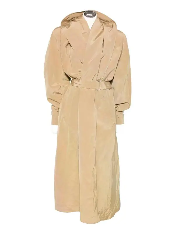 Magda Butrym Belted Hooded Coat - Neutrals