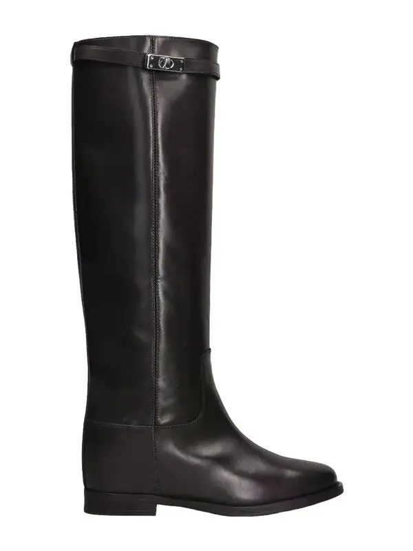 VIA ROMA 15 Buckled Knee-high Leather Boots - Brown