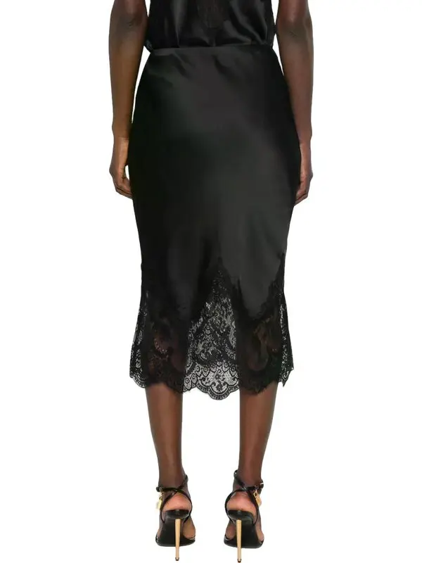 Norma Kamali Lace-trim Midi Skirt - Black