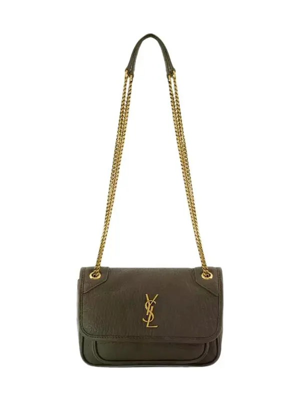 Saint Laurent Niki Mini Shoulder Bag In Grained Lambskin - Grey