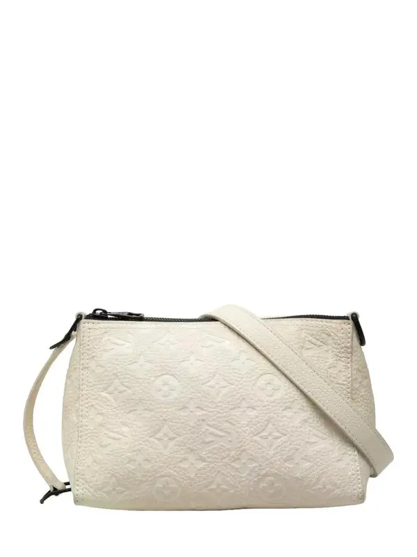 LOUIS VUITTON 2019 Monogram Empreinte Triangle Messenger Bag Satchel - White