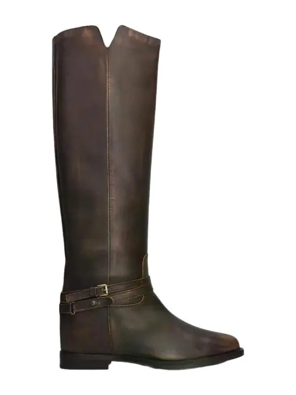 VIA ROMA 15 Buckle-strap Knee-high Boots - Brown