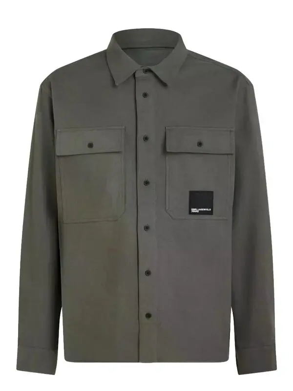 Karl Lagerfeld Logo-patch Flannel Shirt - Grey