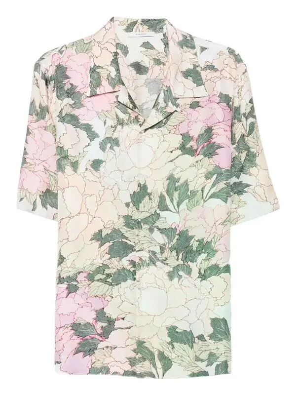Givenchy Floral-print Short-sleeve Shirt - Neutrals