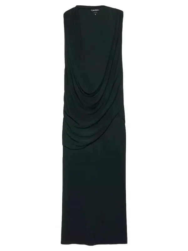 TOM FORD Crepe Jersey Asymmetric Draped Cocktail Dress - Black