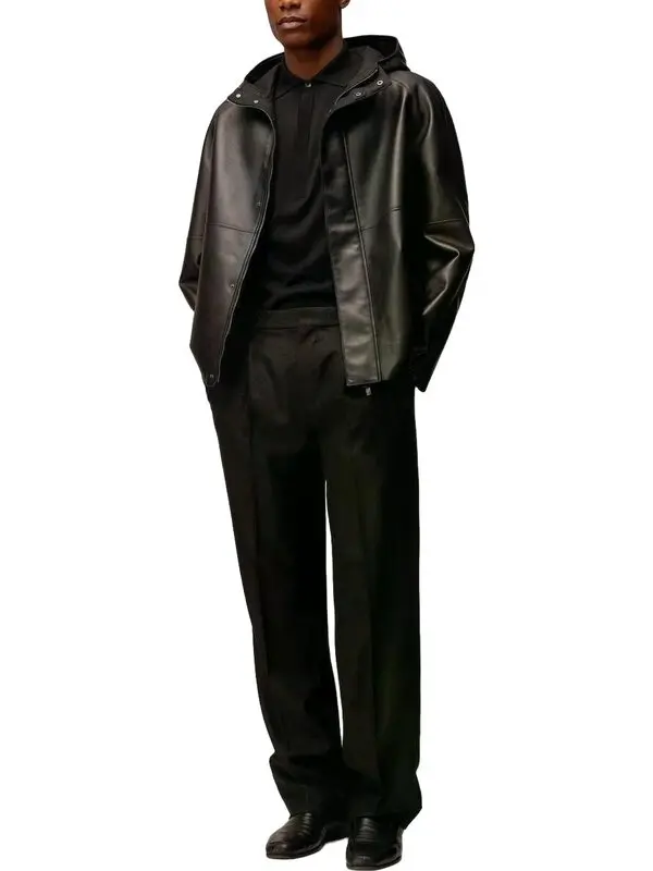 RETORI Hooded Leather Jacket - Black