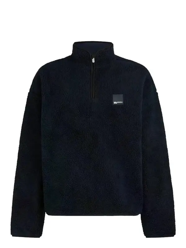 Karl Lagerfeld Boxy Half-zip Fleece Sweater - Blue