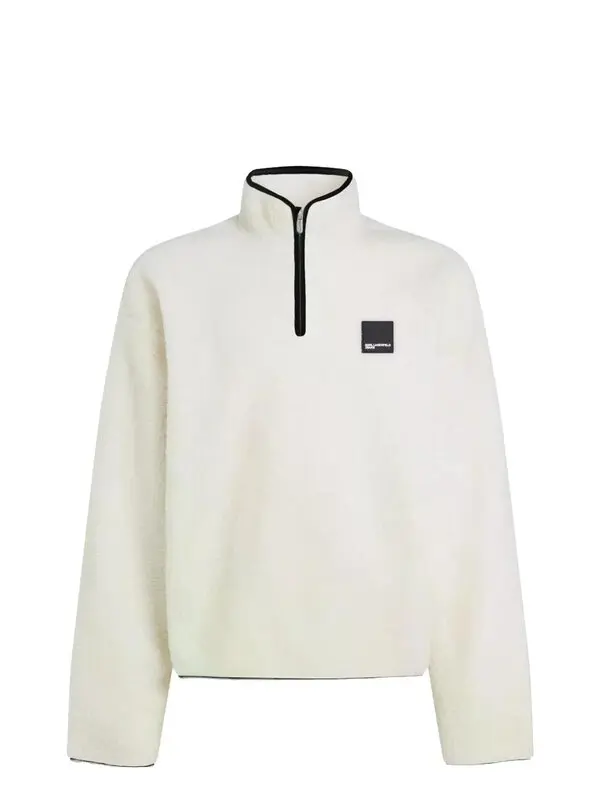 Karl Lagerfeld Boxy Half-zip Fleece Sweatshirt - White