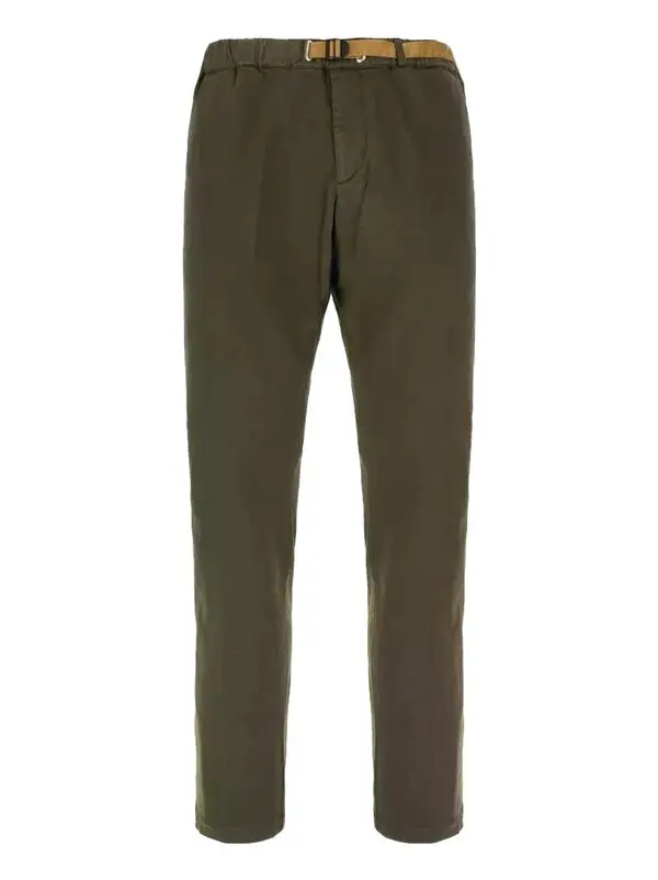 WHITE SAND Belted Elasticated-waist Chinos - Green