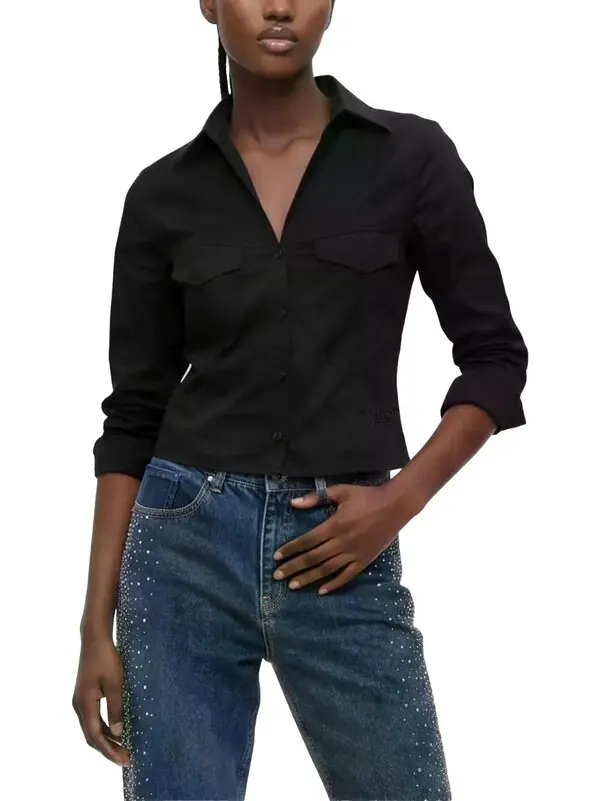 Karl Lagerfeld Button-up Flap-pocket Shirt - Black