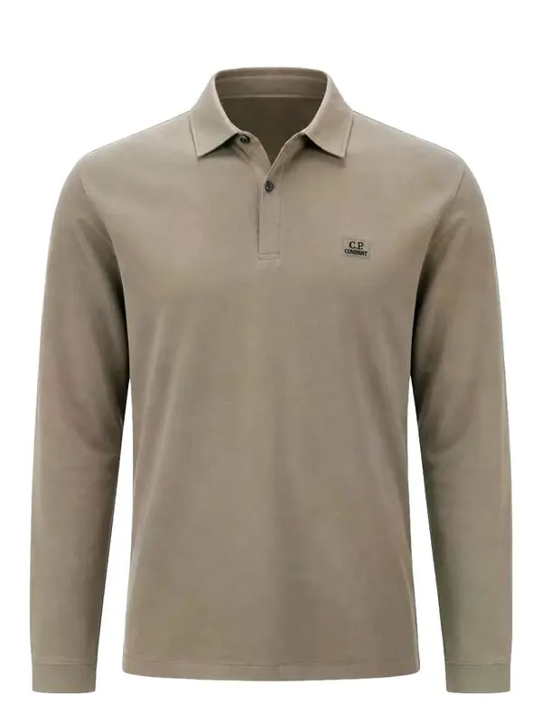 C.P. COMPANY Logo-patch Long-sleeve Polo Shirt - Neutrals