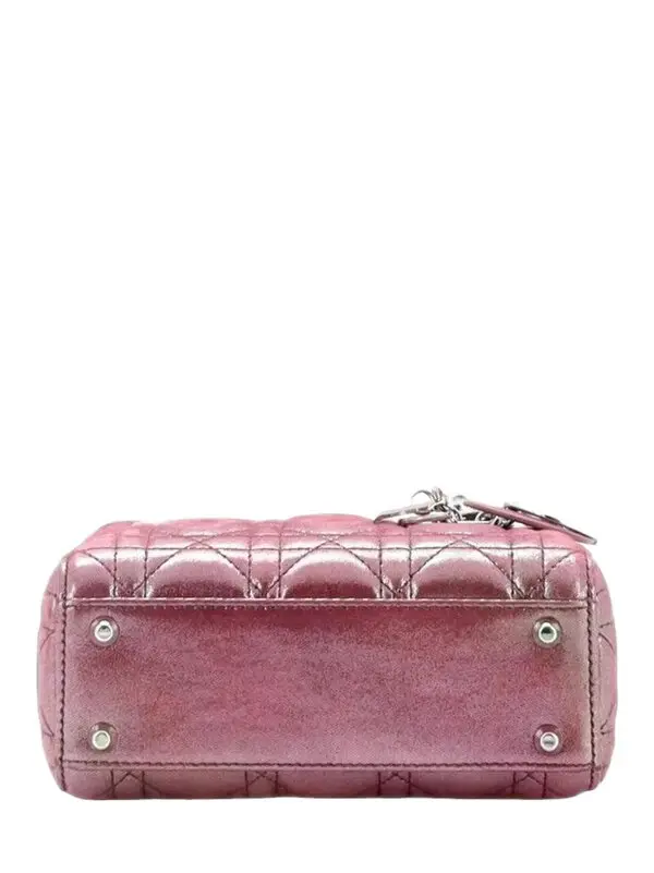 Dior Lady Chain Bag Cannage Quilt Iridescent Leather Mini Satchel - Pink