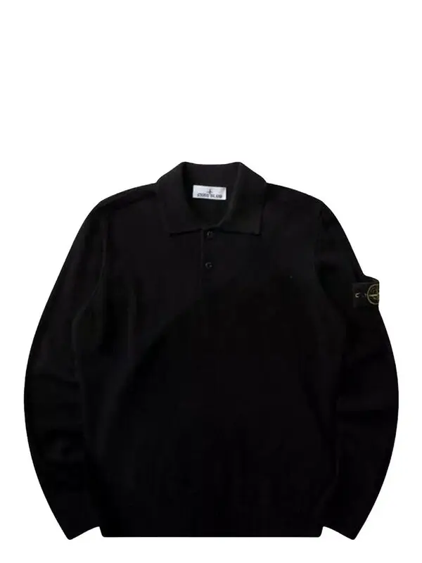 Stone Island Rws Geelong Wool Knit Polo - Black