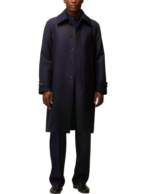 RETORI Retroma Detachable-collar Wool Gabardine Coat - Blue