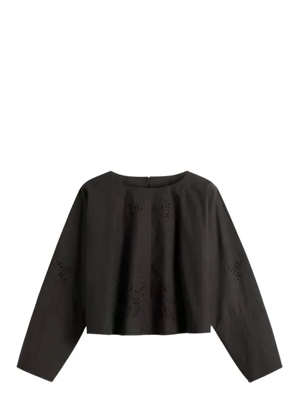 Soeur Hansel Broderie-anglaise Cropped Top - Grey