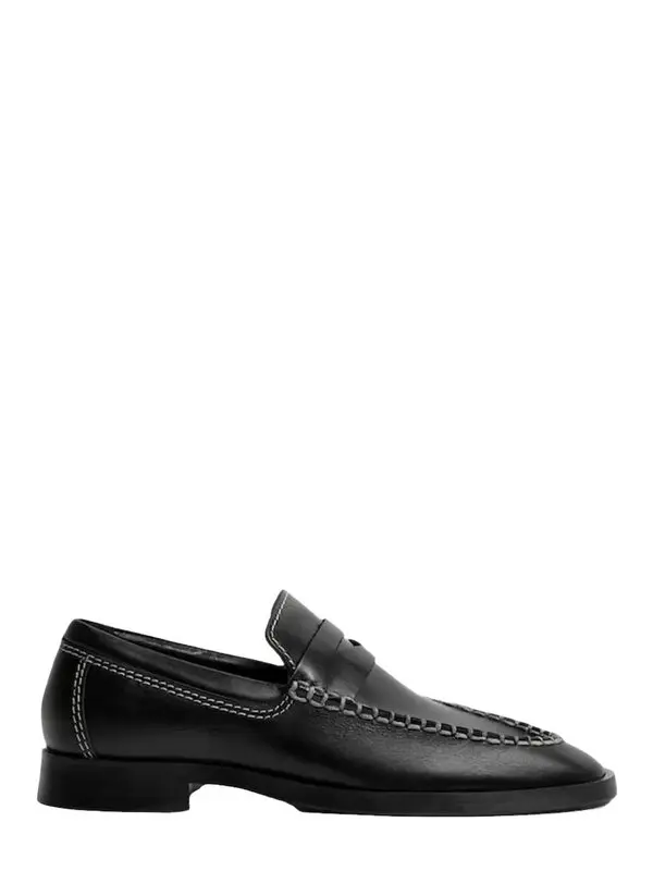 MIISTA Lucan Leather Loafers With Contrast Stitching - Black