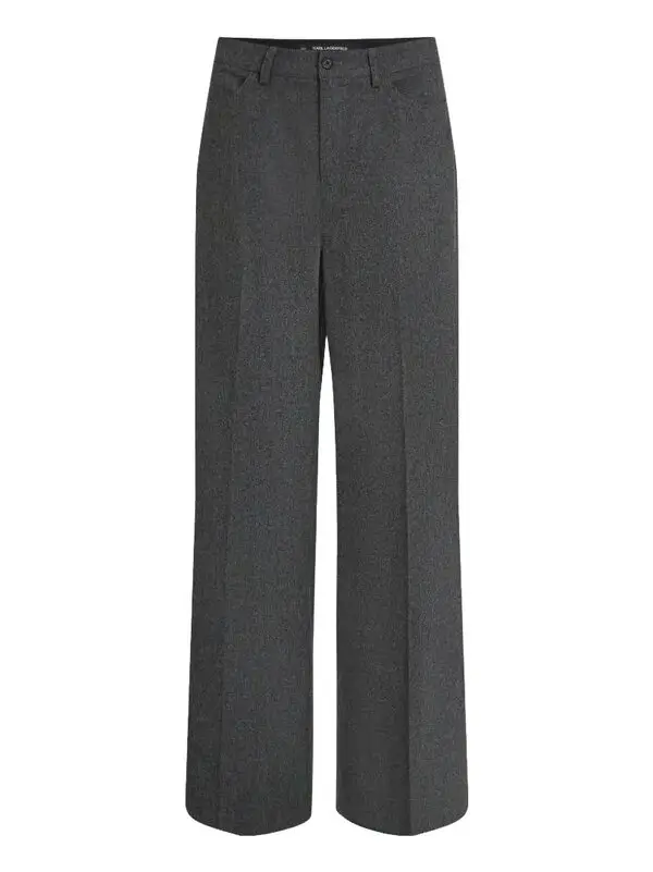 Karl Lagerfeld Wide-leg Flannel Pants - Grey