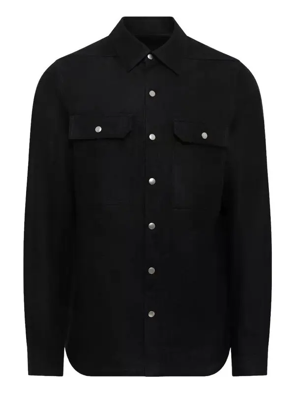 Rick Owens Fw26 Tower Outershirt In Ramie Moleskin - Black