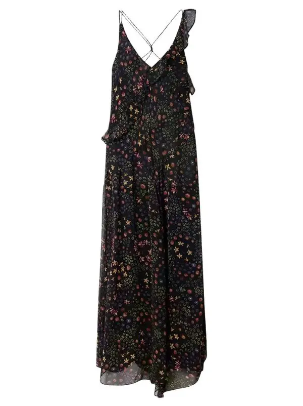 Isabel Marant Étoile Luxie Floral-print Ruffled Midi Dress - Black