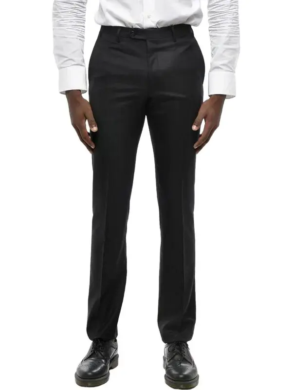 Corneliani Flat-front Virgin Wool Trousers - Black
